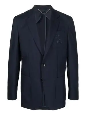 BILLIONAIRE Logo-embroidered Single-breasted Blazer - Blue
