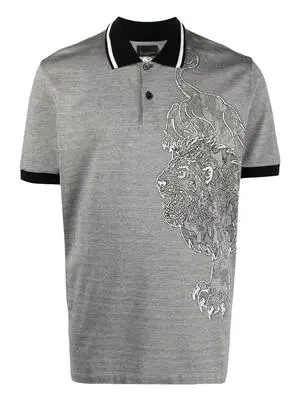 BILLIONAIRE Lion-print Polo Shirt - Black