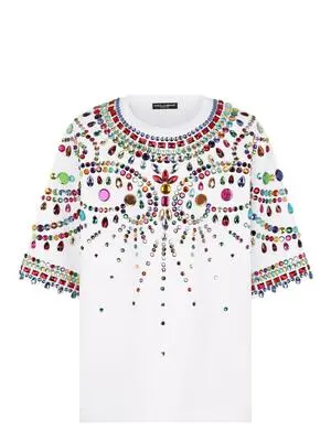 Dolce & Gabbana Crystal-embellished Short-sleeve T-shirt - White