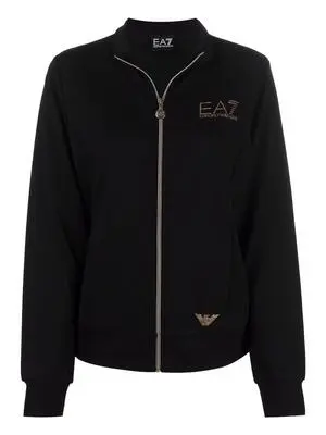 Emporio Armani Studded-logo Track Jacket - Black