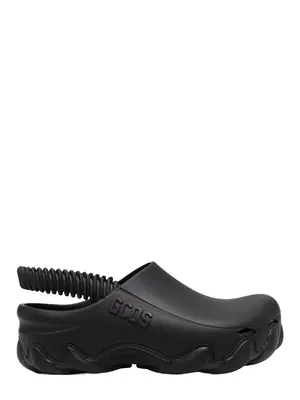 Gcds Embossed-logo Slingback Clogs - Black