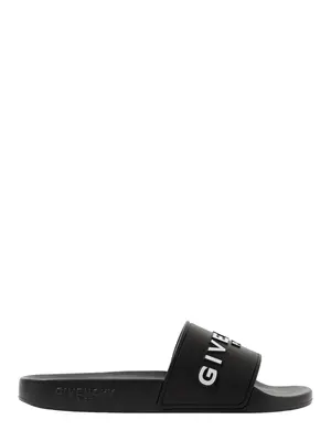 Givenchy Logo Rubber Slides - Black