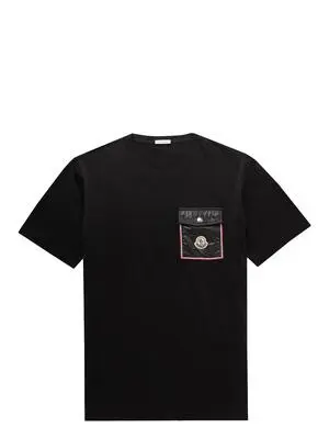 Moncler Logo-appliquéd Shell-trimmed Cotton-jersey T-shirt - Black