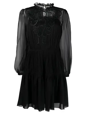 Alberta Ferretti Sheer Lace Dress - Black