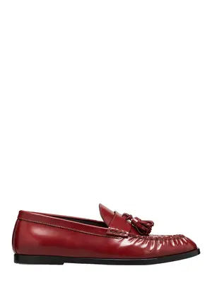 THE ROW THE ROW Calfskin Tassel Loafers Ruby Red