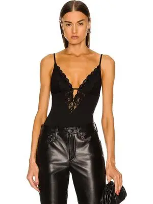 FLEUR DU MAL Fleur Du Mal Charlotte Lace And Recycled Jersey 3-Way Bodysuit Black