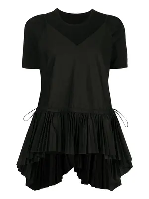 JUUN.J Pleated-hem T-shirt - Black