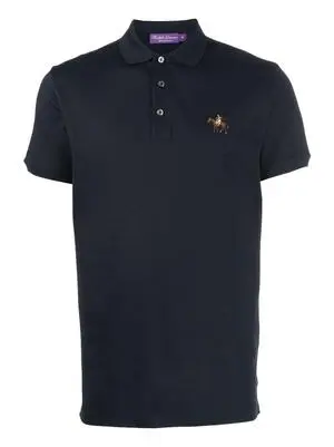 Ralph Lauren Purple Label Embroidered Logo Polo Shirt - Blue
