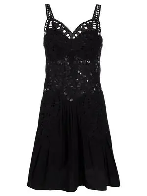 Alberta Ferretti Cotton Blend Lace Cut-out Dress - Black