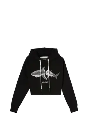 Palm Angels Shark Cotton Hoodie - Black