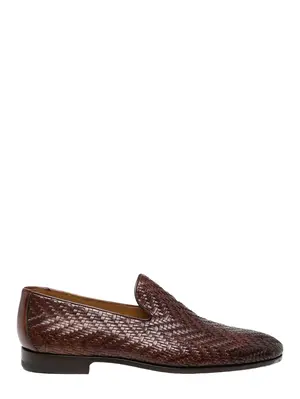 Magnanni Interwoven Leather Loafers - Brown
