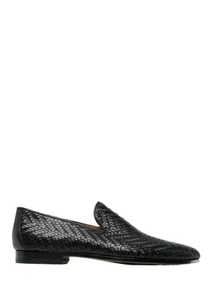 Magnanni Interwoven Leather Loafers - Black