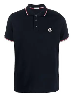 Moncler Striped Trim Polo Shirt - Blue