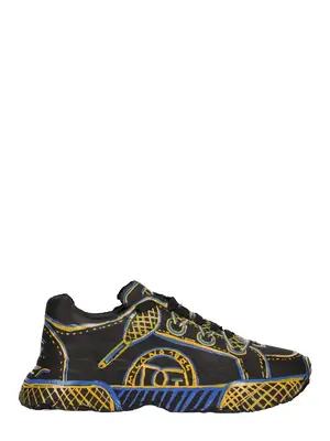 Dolce & Gabbana Graffiti Lace-up Sneakers - Black