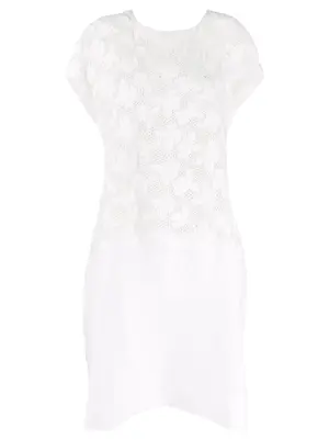Comme Des Garçons Floral-embroidered Mesh T-shirt Dress - White