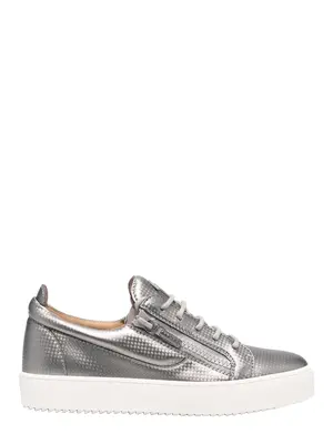 GIUSEPPE ZANOTTI Metallic-effect Low-top Sneakers - Silver