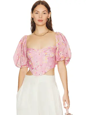 Bardot Kiah Corset Top - Pink Garden