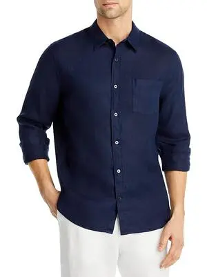 Vince Solid Linen Button Down Shirt - Coastal
