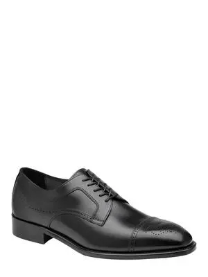 Johnston & Murphy Ellsworth Medallion Toe Derby - Black Italian Calfskin