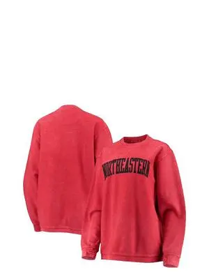 PRESSBOX Northeastern Huskies Corded Vintage Wash Pullover Sweatshirt - Red