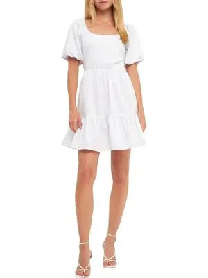 English Factory Mix Media Mini Dress - White