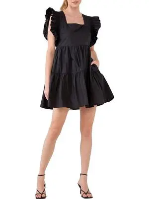 English Factory Cotton Mini Dress - Black