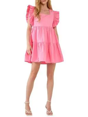 English Factory Cotton Mini Dress - Pink