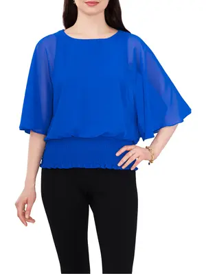 Chaus Chaus Smocked Dolman Top Electric Blue