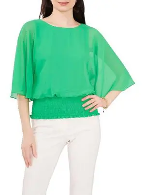 Chaus Chaus Smocked Dolman Top Vivid Green