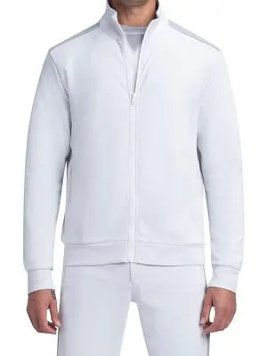 Bugatchi Comfort Cotton Blend Full Zip Sweatshirt - Chalk