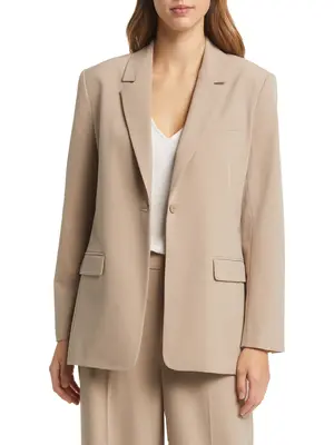 Nordstrom Nordstrom Boyfriend Blazer Tan Cobblestone