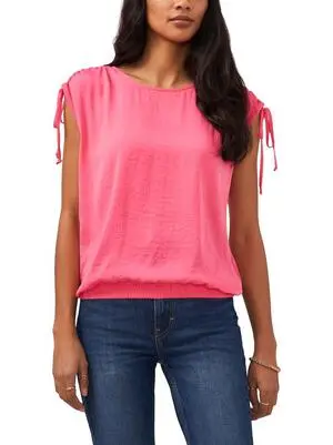 1.State Drawstring Shoulder Top - Berry Pink