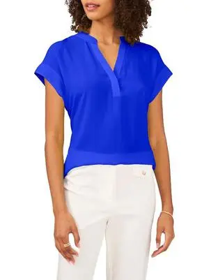 Chaus Split Neck Georgette Blouse - Goddess Blue