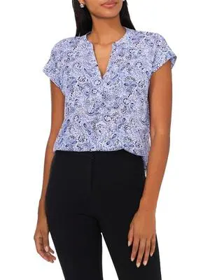 Chaus Split Neck Georgette Blouse - Lucent White