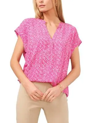 Chaus Chaus Split Neck Georgette Blouse Pink/ivory
