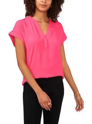 Chaus Chaus Split Neck Georgette Blouse Tropical Pink