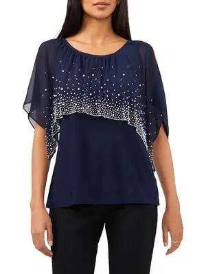 Chaus Chaus Beaded Cold Shoulder Top Jbs Navy 418