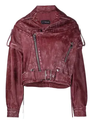 MANOKHI Oversized Leather Biker Jacket - Red