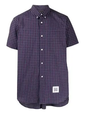 FUMITO GANRYU Rear-pleat Short-sleeve Shirt - Blue