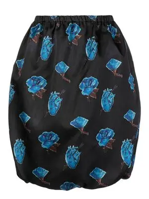 UNDERCOVERISM Flora-print Silk Skirt - Black