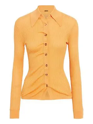 Dodo Bar Or Ribbed Knit Buttoned Shirt - Orange