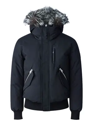 Mackage DIXON-X 2-in-1 Nordic Tech Down Bomber With Silver Fox Fur Black-silver