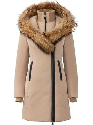 Mackage Kay-f Fitted Down Coat With Natural Fur Collar - Camel