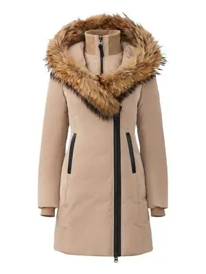 Mackage KAY-F Fitted Down Coat With Natural Fur Collar Camel