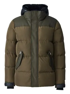 Mackage Classic Down Jacket With Removable Shearling Bib - Army