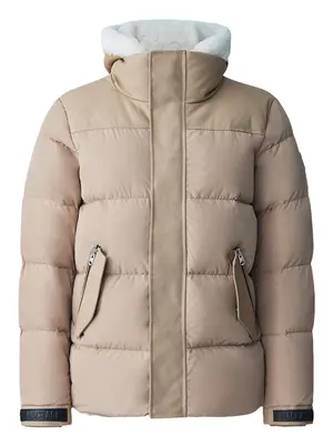 Mackage Classic Down Jacket With Removable Shearling Bib - Camel