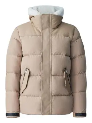Mackage Classic Down Jacket With Removable Shearling Bib - Camel