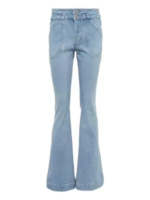 FRAME Double Button Flare High-rise Jeans - Blue