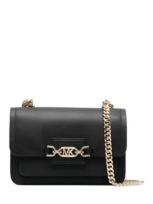 Michael Kors Heather Logo-plaque Shoulder Bag - Black