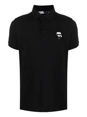 Karl Lagerfeld Logo-patch Polo Shirt - Black